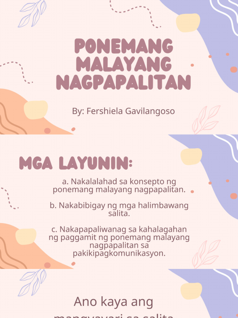 Lesson 13 Ponemang Malayang Nagpapalitan at Pares Minimal | PDF