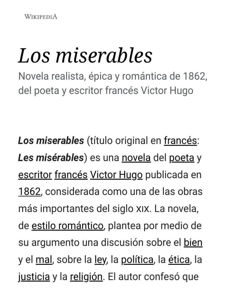 Los Miserables - Wikipedia, La Enciclopedia Libre | PDF | Los Miserables