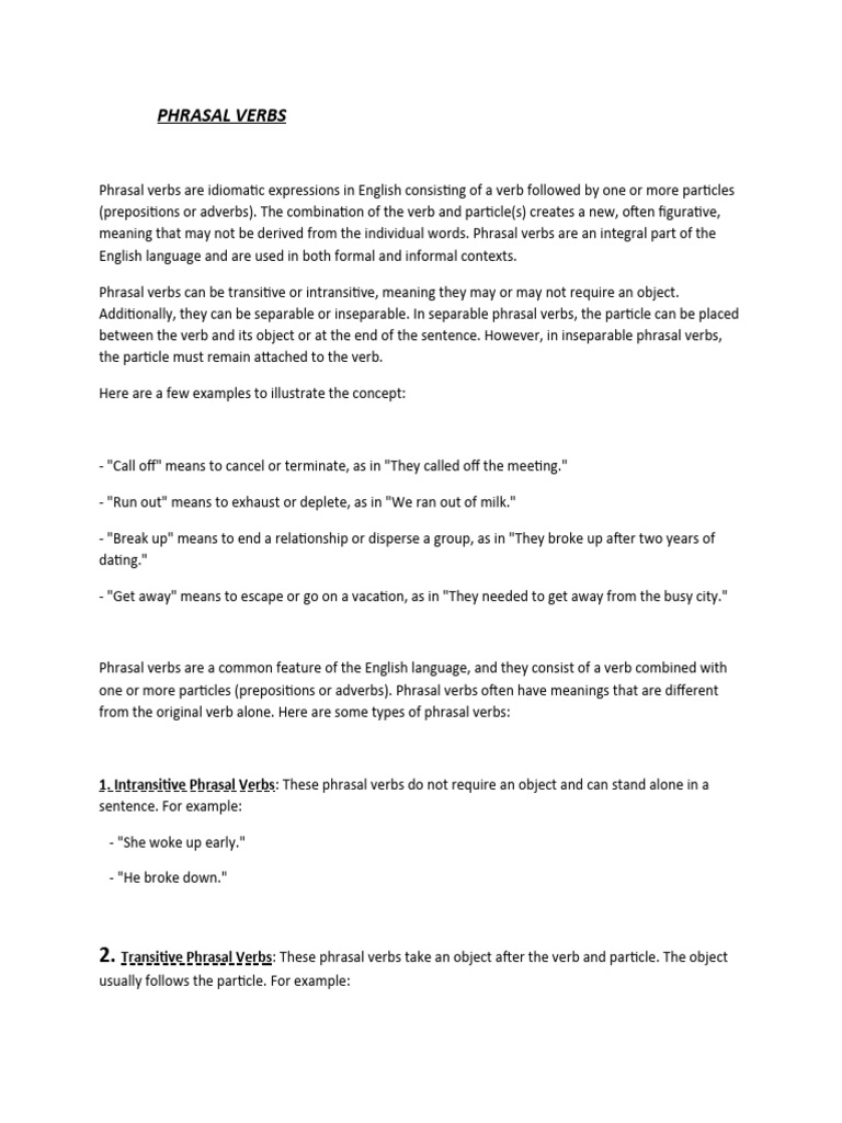 English Phrasal Verbs 1 | PDF | Verb | Syntax