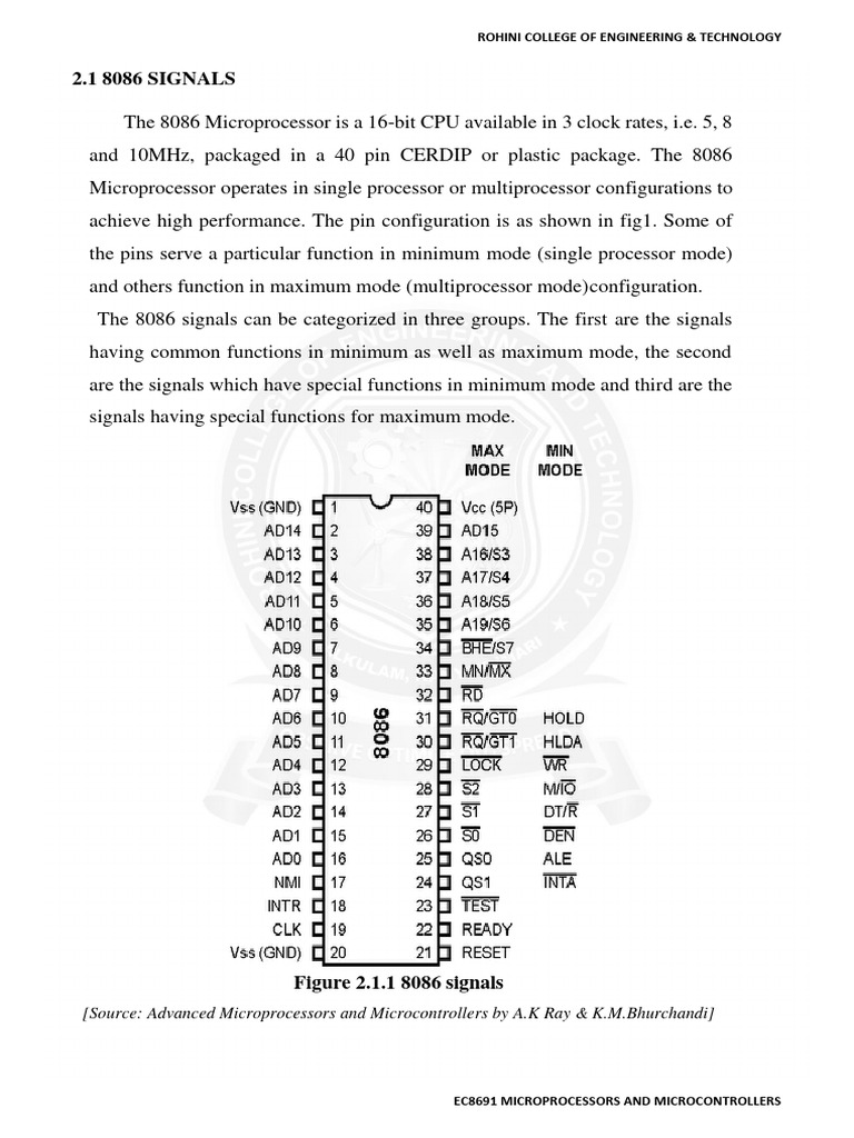 8086 Microprocessor Signal Functions | PDF | Central Processing Unit | Input/Output