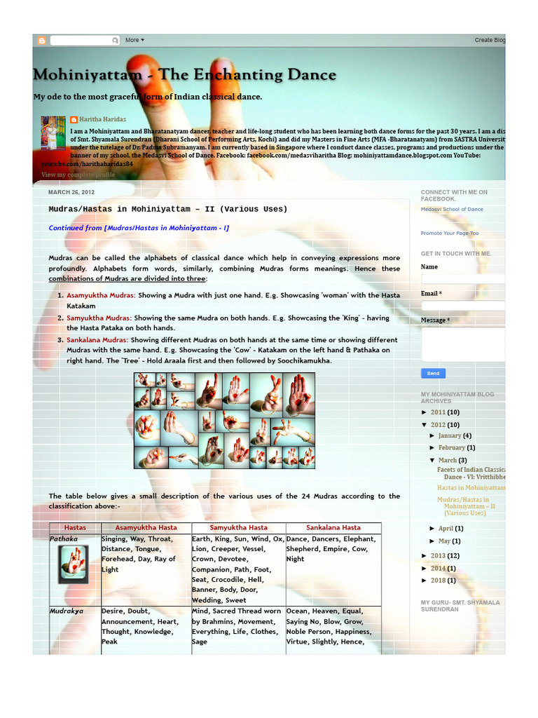 Mohiniyattam The Enchanting Dance Mudras Hastas in Mohiniyattam | PDF | Ramayana | Hindu Mythology