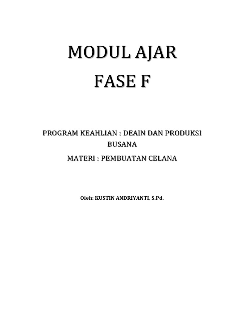MODUL AJAR - Celana - Kustin | PDF