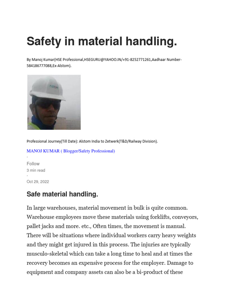 Safety in Material Handling. | PDF | Forklift | Warehouse