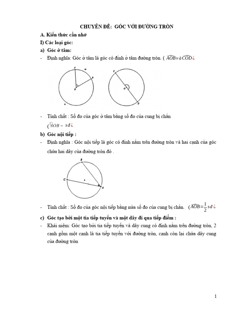 THCS PHU CHAN - ToaN - Chuyen de Goc Voi Duong Tron 86bcab578a | PDF