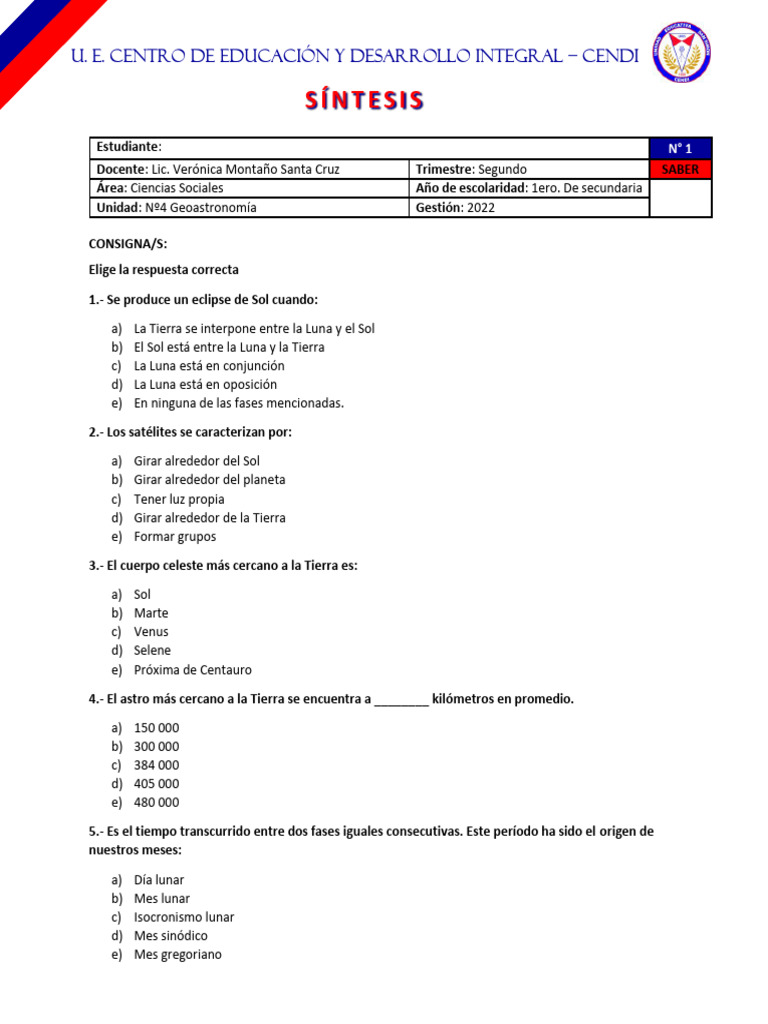 Sintesis N 1 La Geoastronomia | PDF | Luna | Cielo