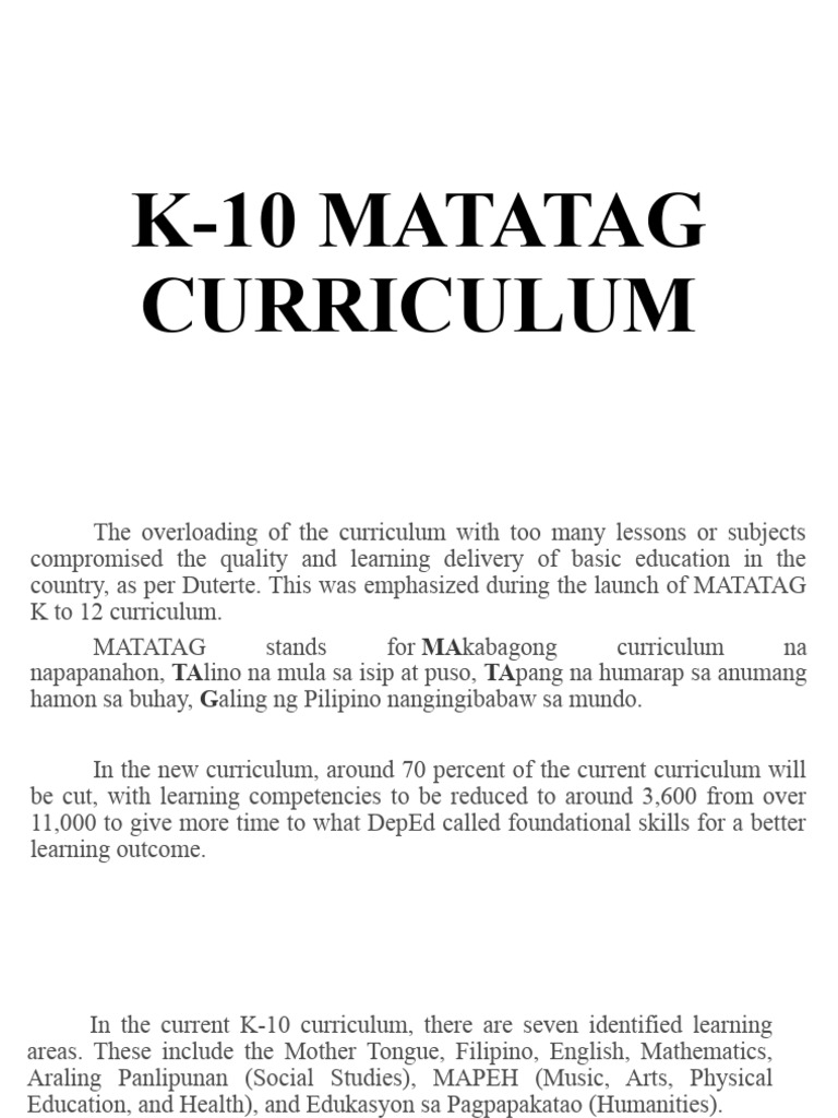 k10 Curriculum | PDF