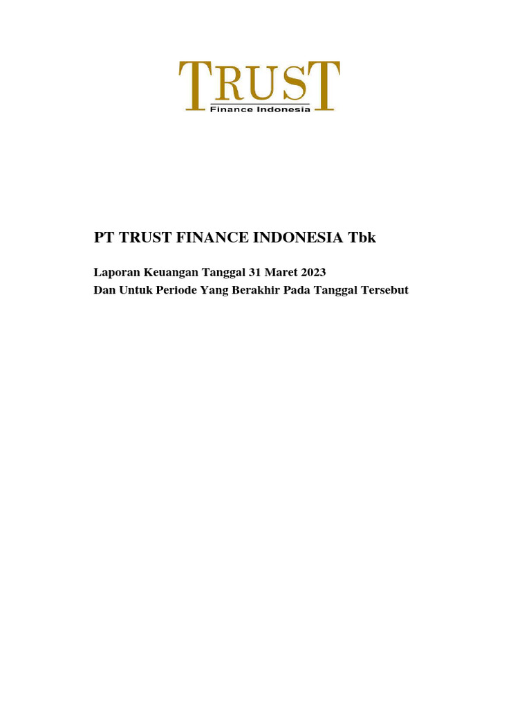 Laporan Keuangan PT Trust Finance 2023 | PDF