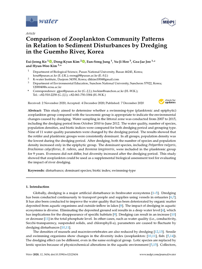 Zooplankton Impact of River Dredging | PDF | Ecosystem | Aquatic Ecosystem