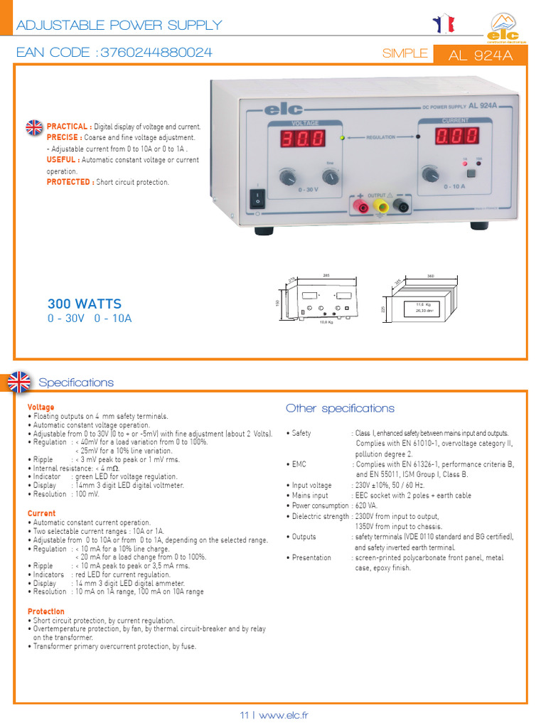Adjustable Power Supply 0-30V 10A | PDF | Power Supply | Electronic ...