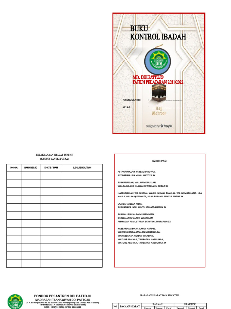 Buku Kontrol Ibadah 2021-2022 - Edit | PDF