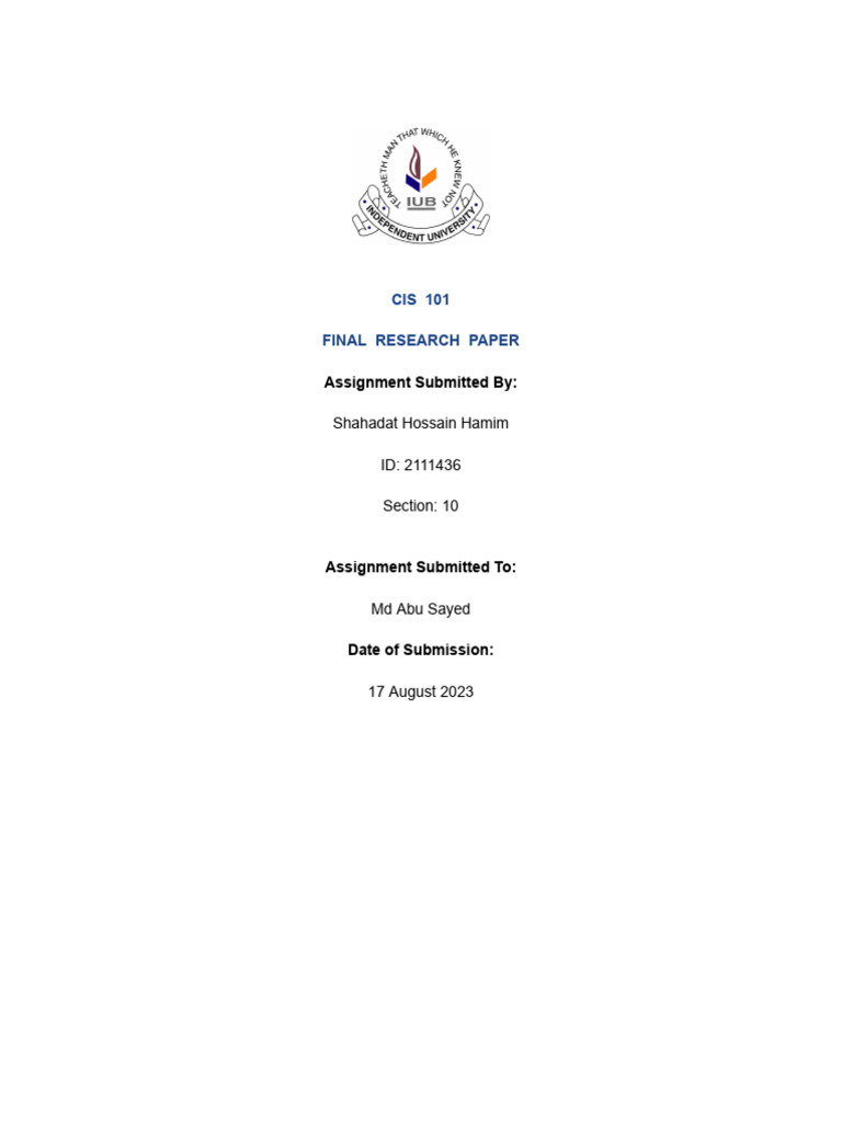 Cis 101 Research Paper Iub Foundation Course Pdf Artificial Intelligence Intelligence