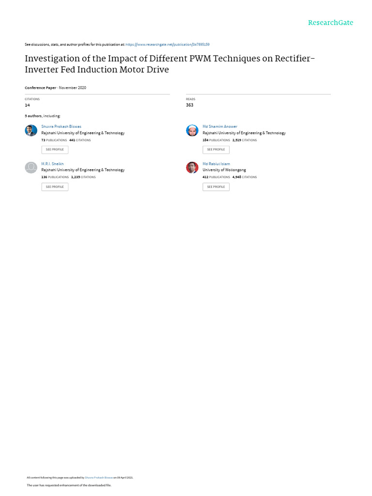 AUPEC 2020 Shuvra Final | PDF | Power Inverter | Electric Motor