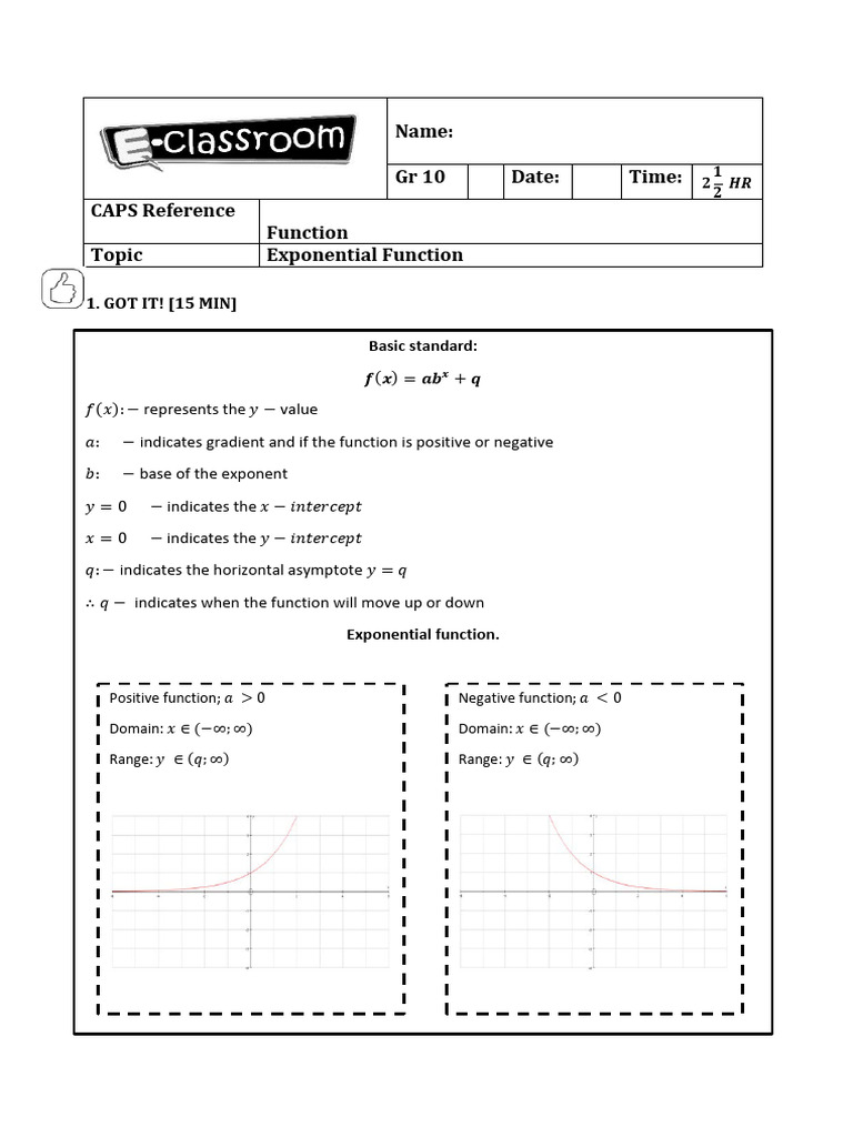 Gr10t2 Functions Exponential Function Download Free Pdf Function Mathematics Exponentiation