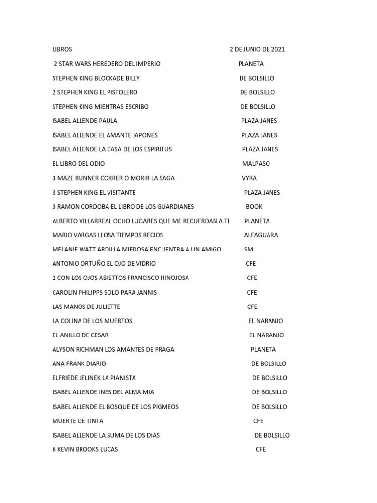 Libros 2 de Junio de 2021 | PDF | Escritores