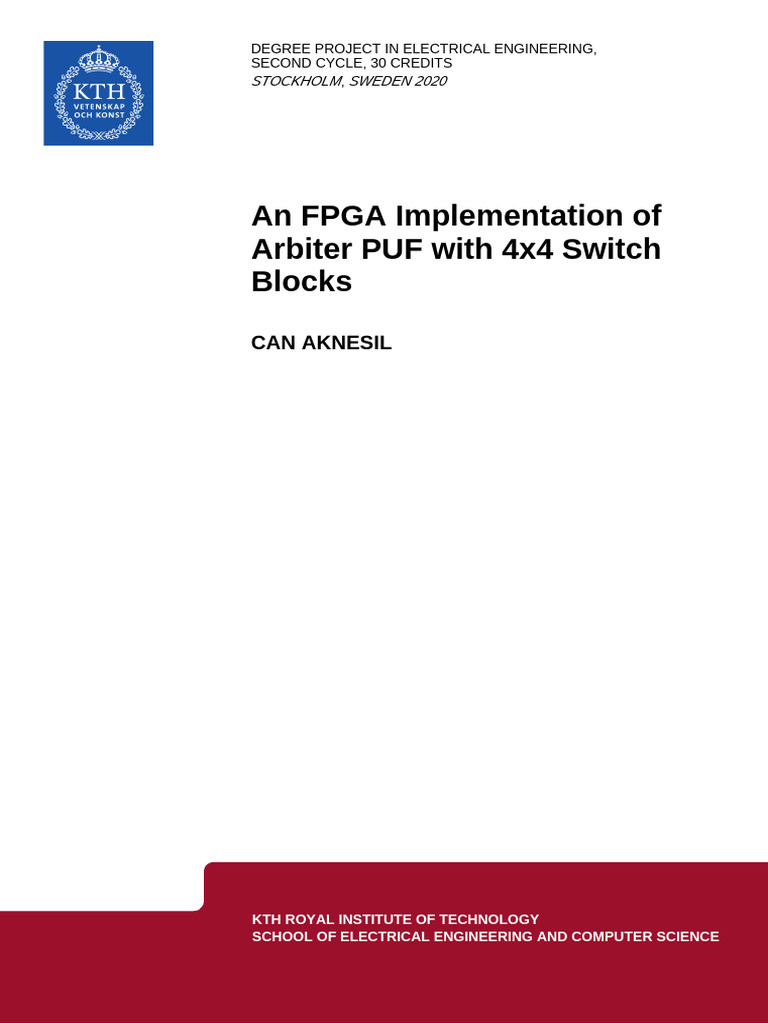 An FPGA Implementation of Arbiter PUF With 4x4 Switch Blocks | PDF | Field Programmable Gate ...