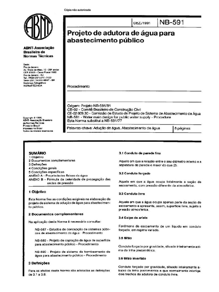 NBR 12215 Adutoras de Agua | PDF