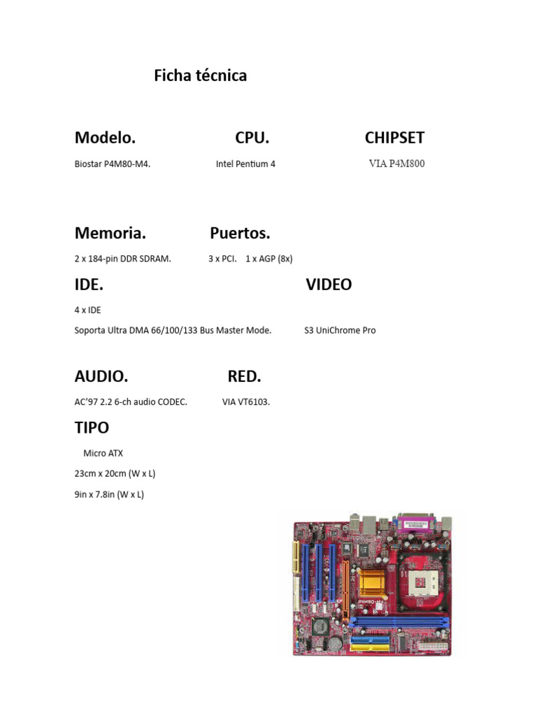 Ficha Técnica Modelo Biostar | PDF | Computer Hardware | Computer ...