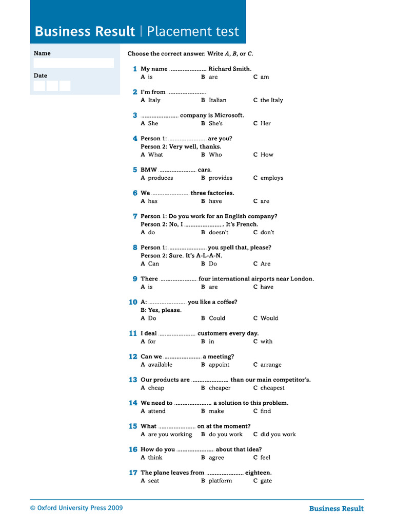 Placement Test | PDF