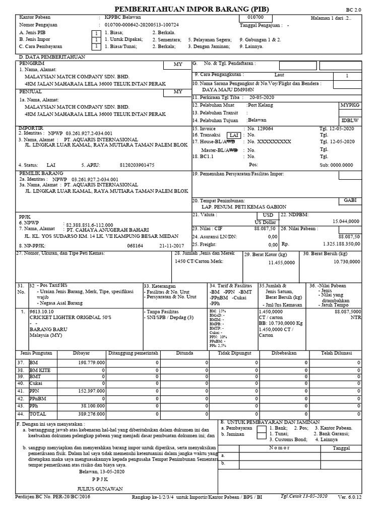 2020-05-13 Draft Pib Ai Aju 100724 Hal 1 | PDF