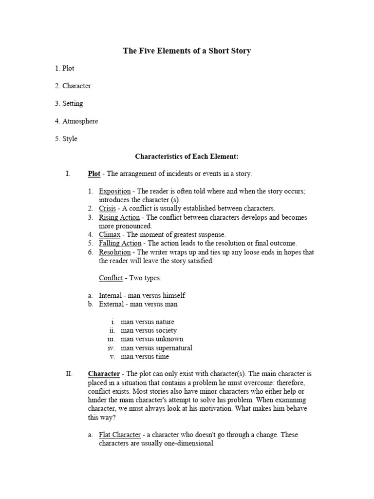 Literature - Elements of A Short Story | PDF | Irony | Plot (Narrative)