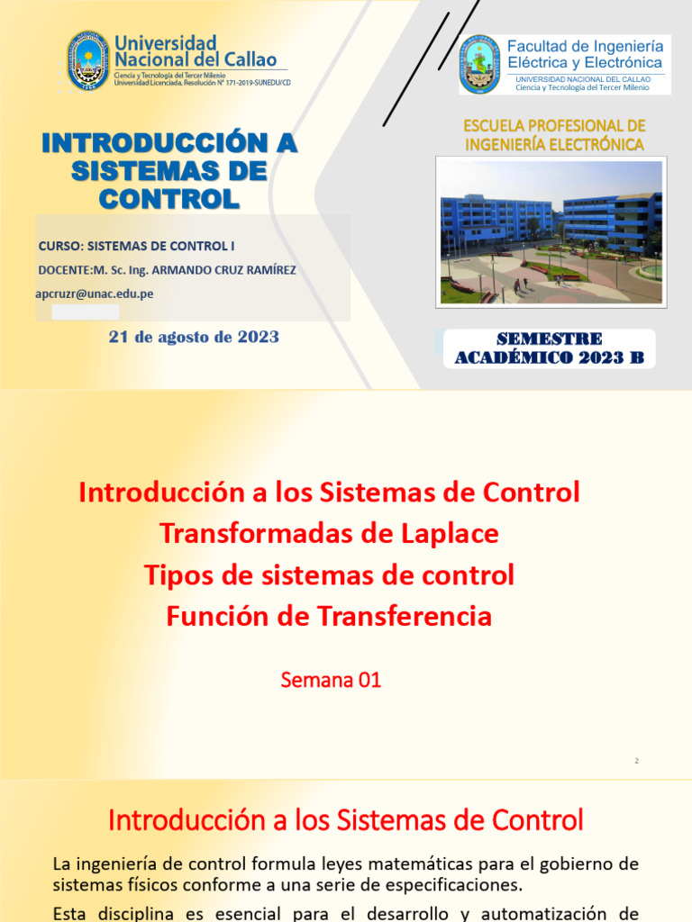 1ra Sesion Introducción - Laplace - FdeT | PDF | Sistema de control ...