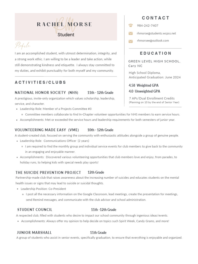 Rachel Morse Resume 6 | PDF | Cheerleading | Leadership