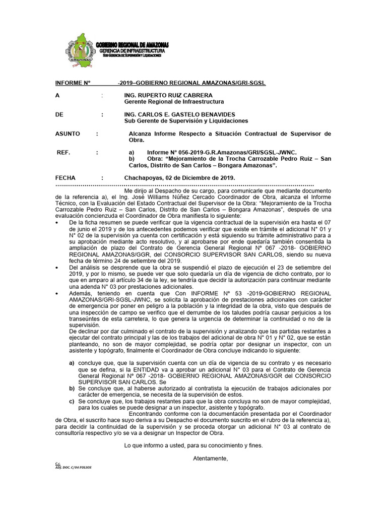 Informe - Estado Situacional de Obra | PDF | La carretera