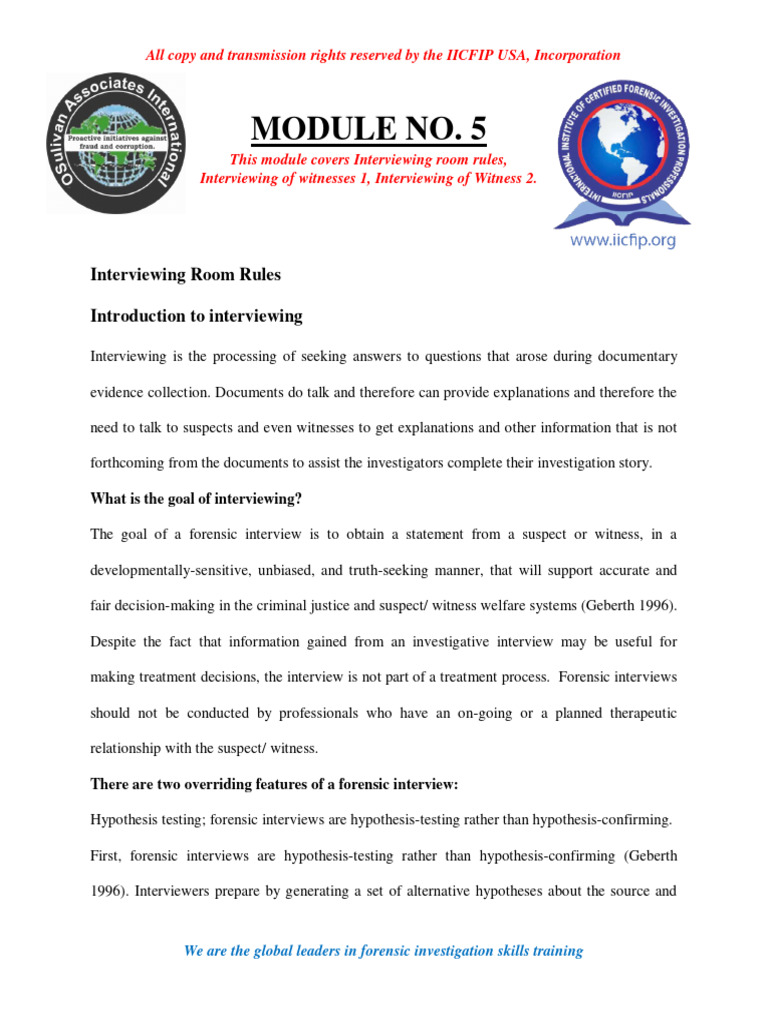 Forensics Training Masterclass Module - 5 | PDF | Witness | Forensic Science