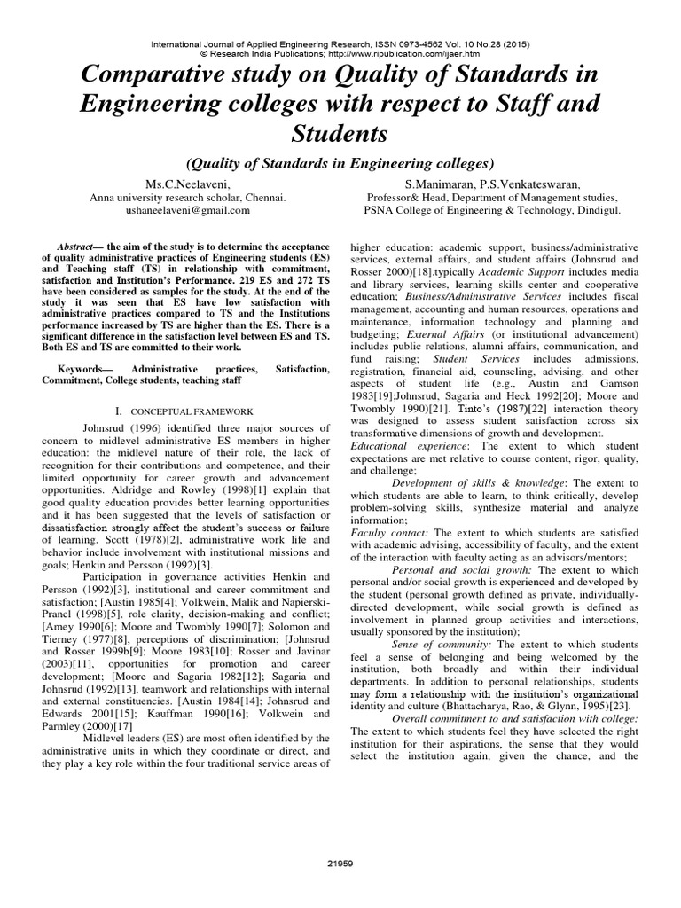 Quality of Standards | PDF | Job Satisfaction | Employment