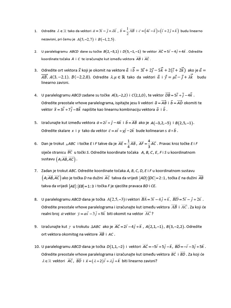Zadaci S Ispita Vektori | PDF
