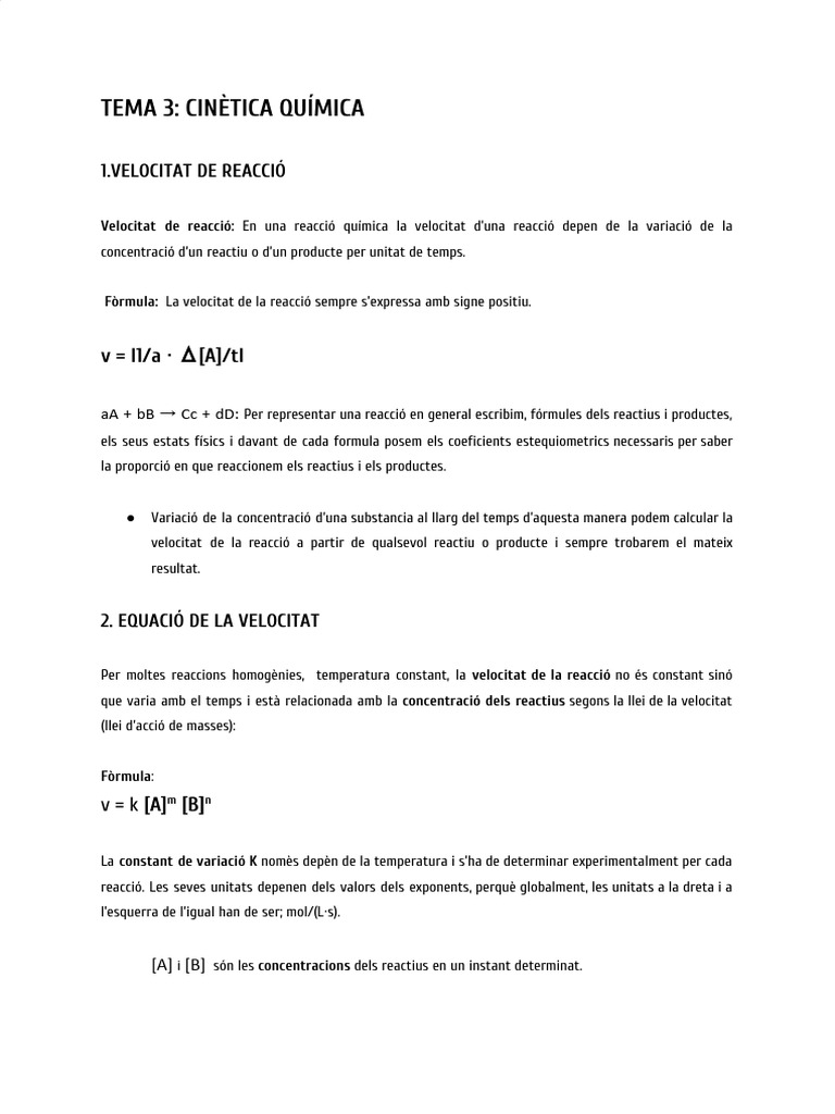 Tema 3 - Cinètica Química | PDF
