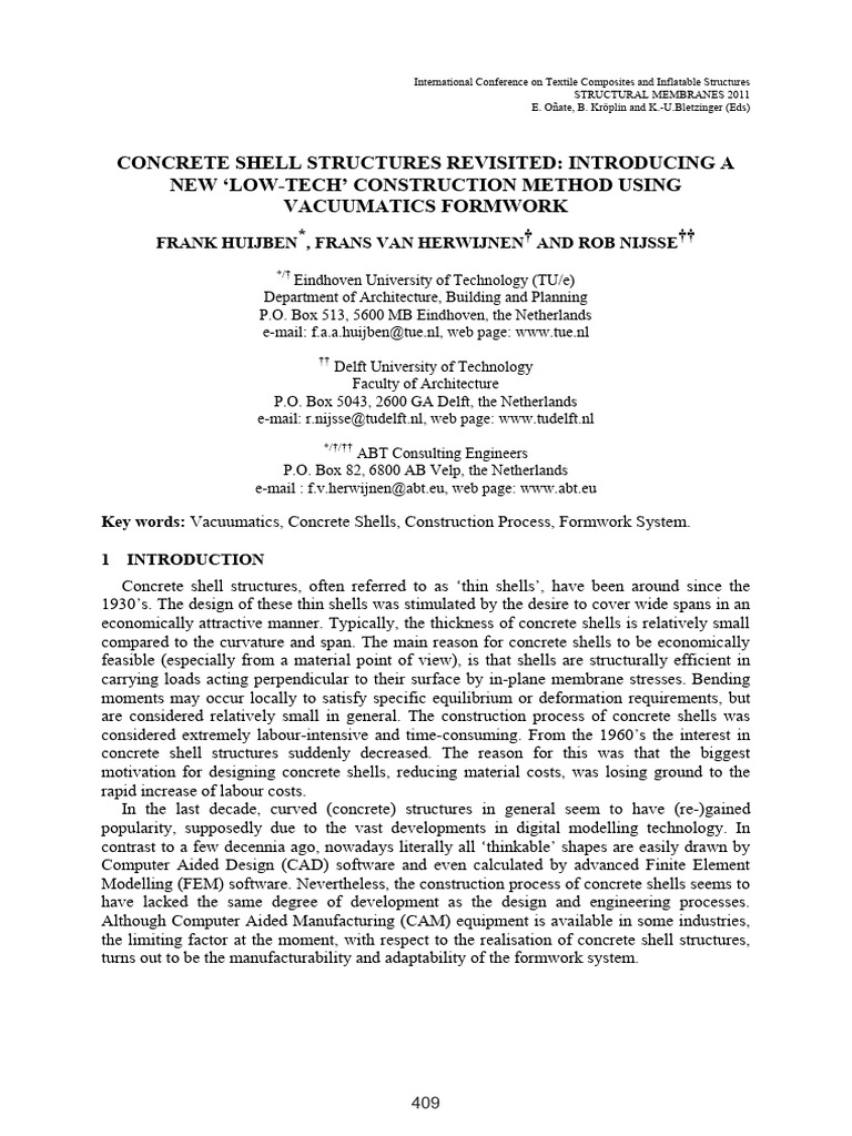 MEMBRANES - 2011-37 - Concrete Shell Structures | PDF | Bending | Stress (Mechanics)