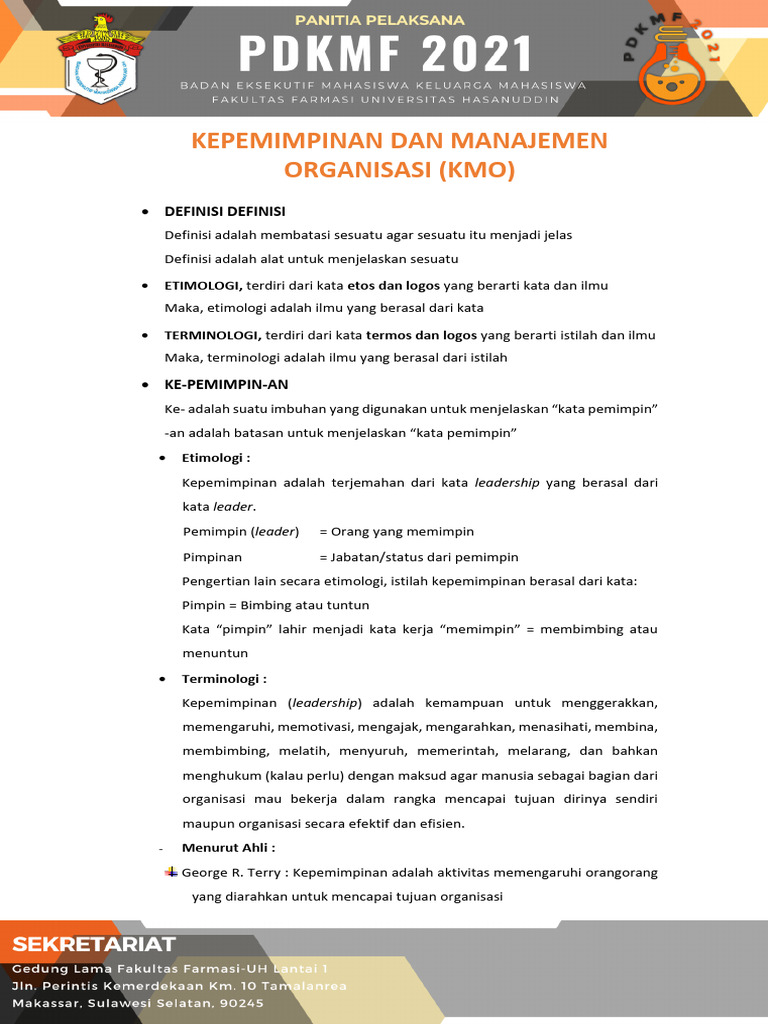 Kepemimpinan Dan Manajemen Organisasi (Kmo) | PDF | Pengembangan Diri