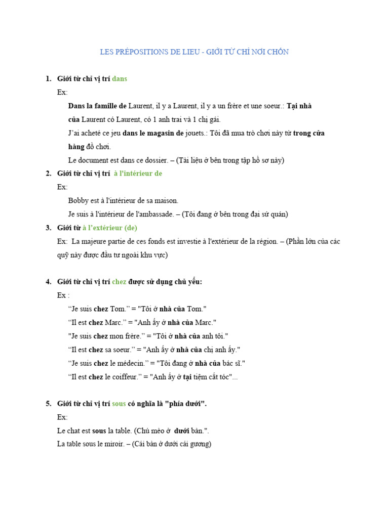 Les Prépositions | PDF