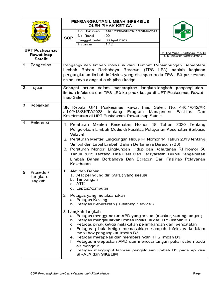 Sop Pengangkutan Lb3 Oleh Pihak Ketiga | PDF