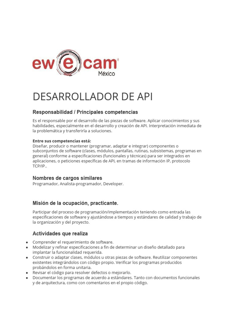 Perfil Desarrollador API | PDF | Software | Software de la aplicacion