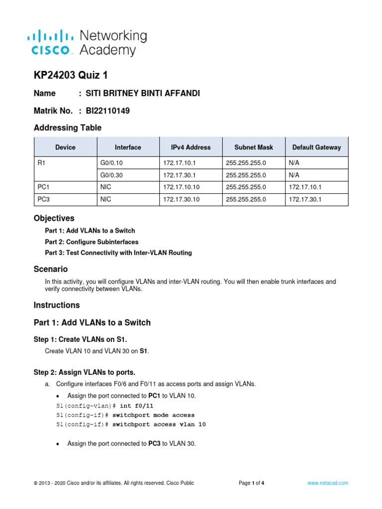 Quiz 1 ANSWER | PDF | Router (Computing) | Network Protocols