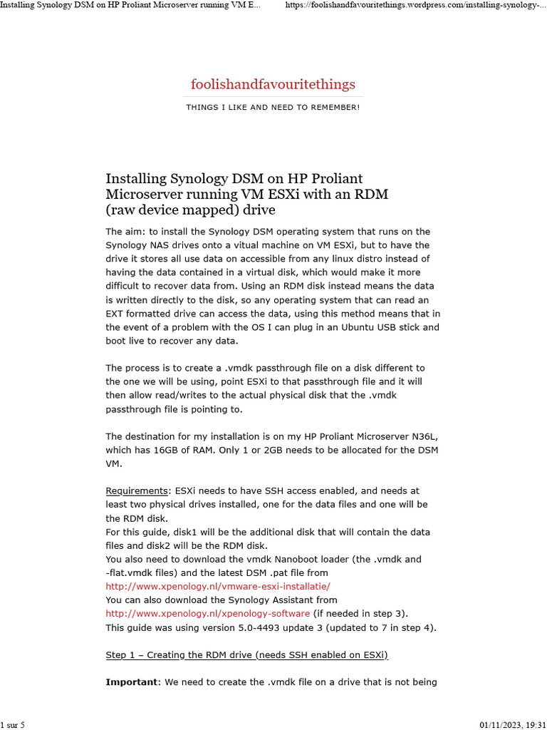 Synology DSM on HP Microserver Guide | PDF | Operating System ...