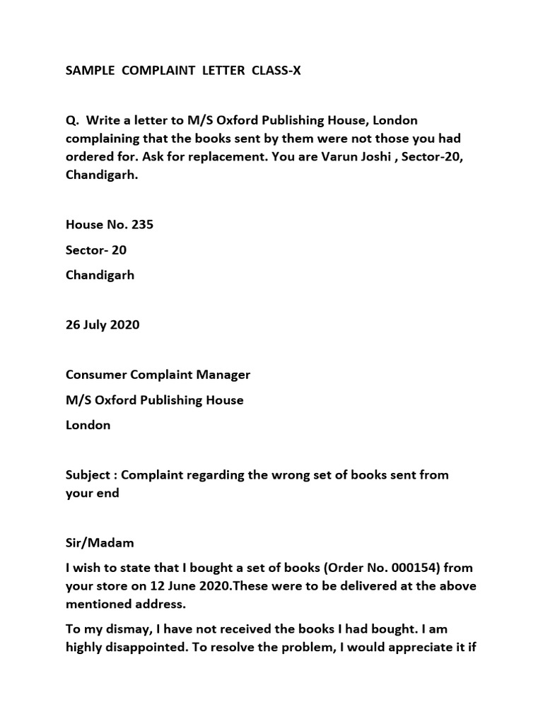 Sample Complaint Letter CL.X | PDF | Law