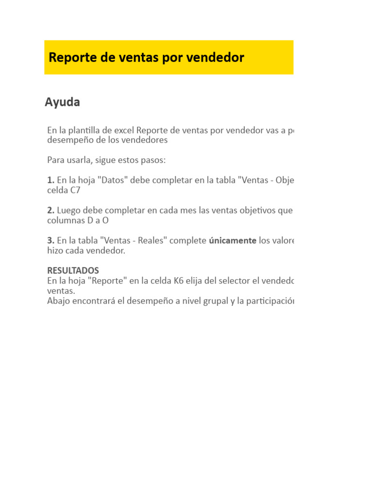 Reporte de Ventas Por Vendedor | PDF