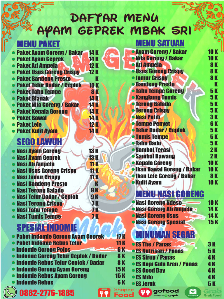 Menu Ayam Geprek Mbak Sri-1 | PDF