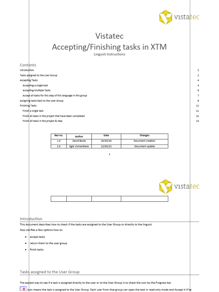 Vistatec - XTM - Accepting and Finishing Tasks in XTM For Linguists ...