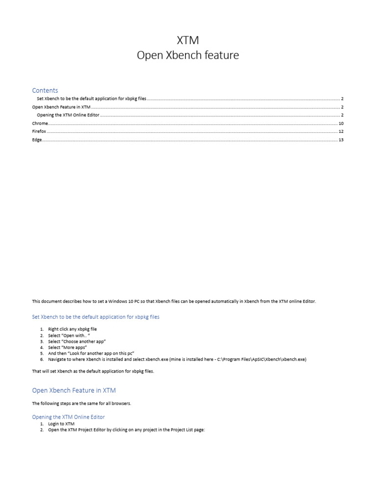 XTM - Open Xbench Feature | PDF | Windows 10 | Computing Platforms