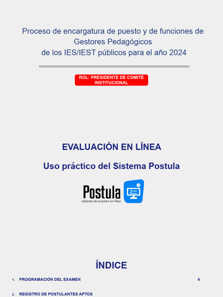 Instructivo Sistema Postula Rol Presidente de Comité Institucional 2023 ...