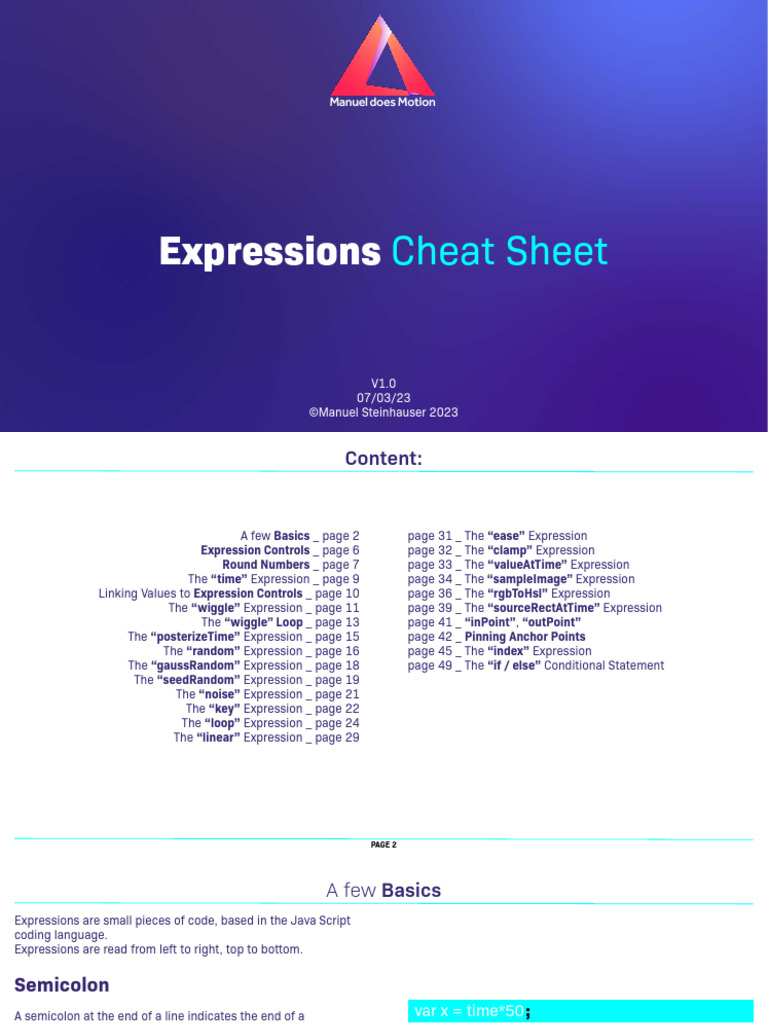 Expressions Cheat Sheet V 1 | PDF | Control Flow | Frame Rate