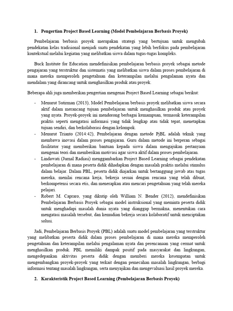 Pengertian Project Based Learning | PDF