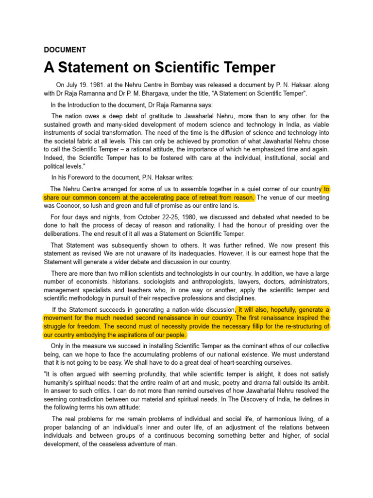 Promoting Scientific Temper in India | PDF | Science | Knowledge