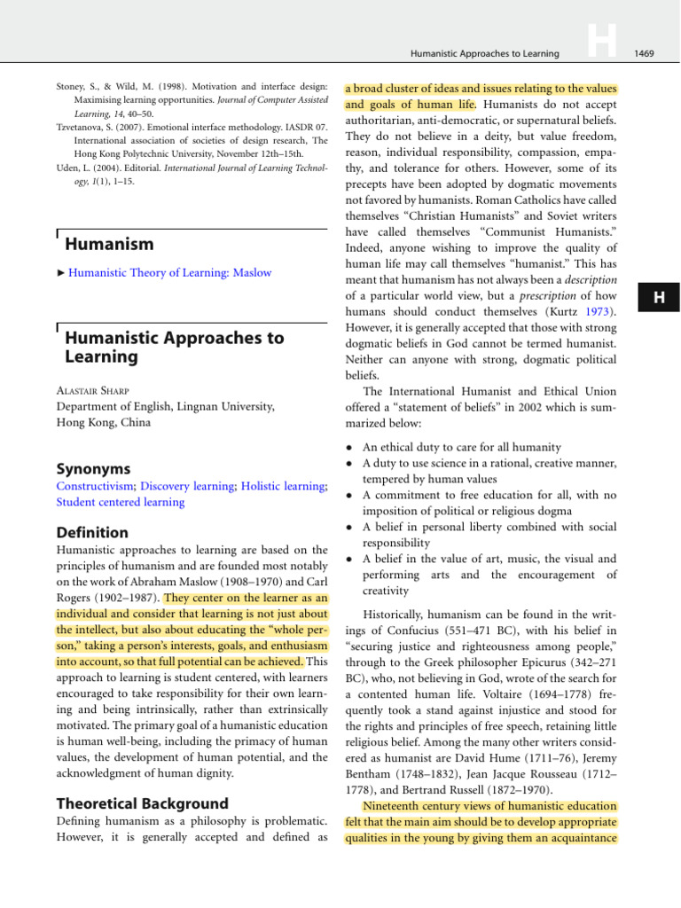 Humanistic Approach Learning | PDF | Humanism | Humanistic Psychology