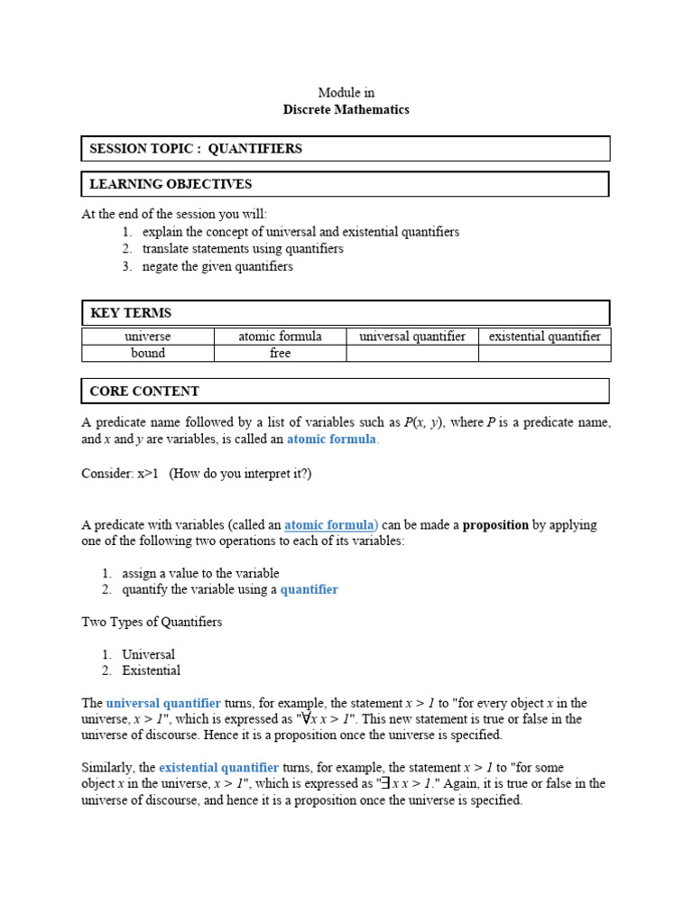 Quantifiers | PDF | Syntax (Logic) | Mathematical Concepts