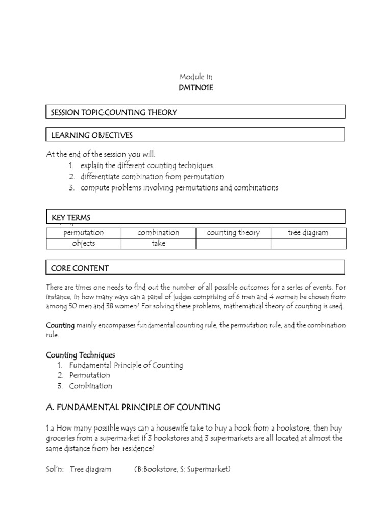 Counting Techniques: Permutations & Combinations | PDF | Mathematics ...